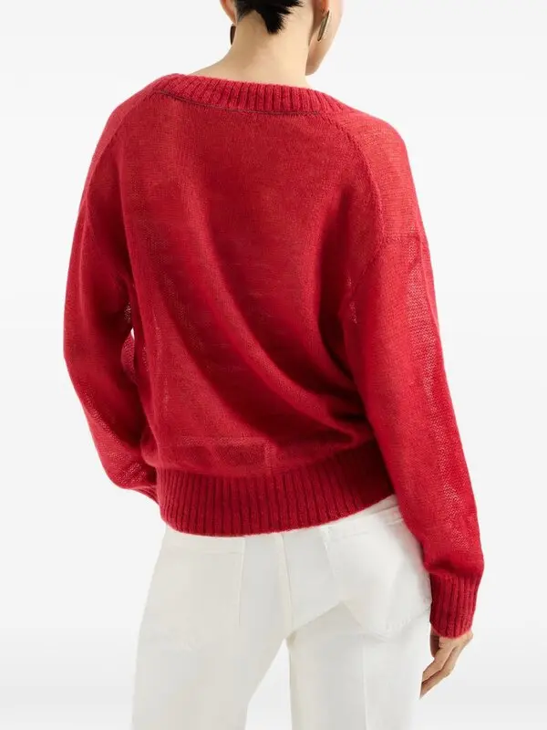 Brunello Cucinelli Wool V-neck Jumper - Red