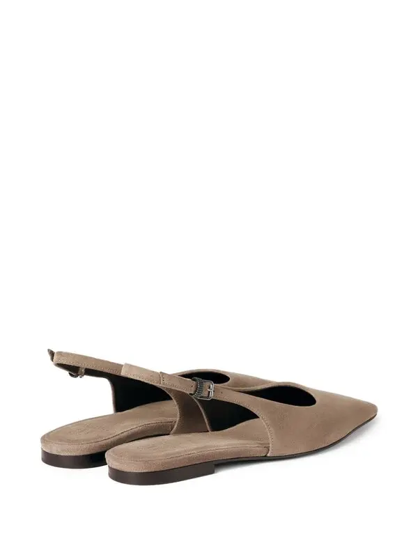 Brunello Cucinelli Leather Slingback Ballerinas - Beige