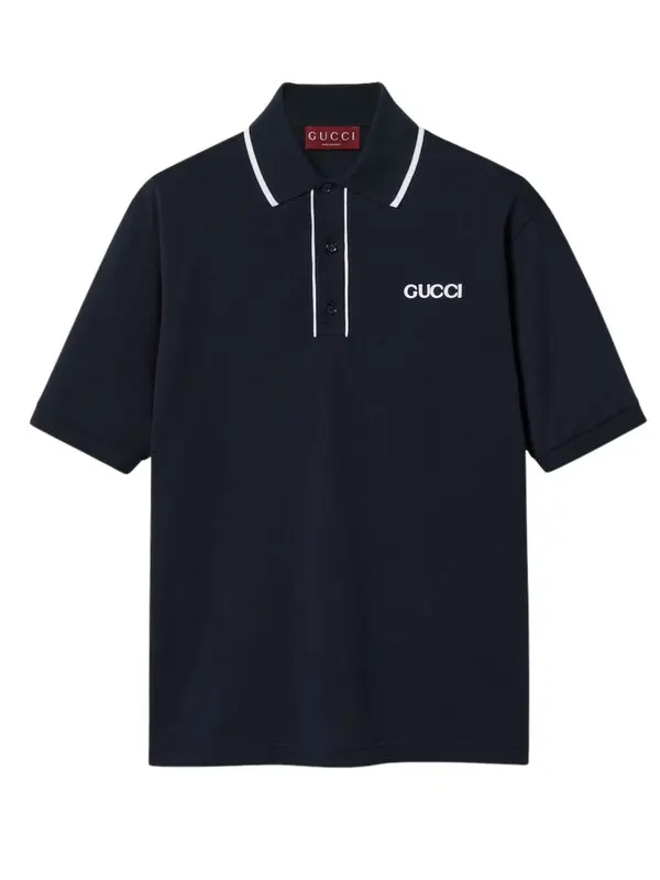 Gucci Cotton Pique Polo Shirt - Blue