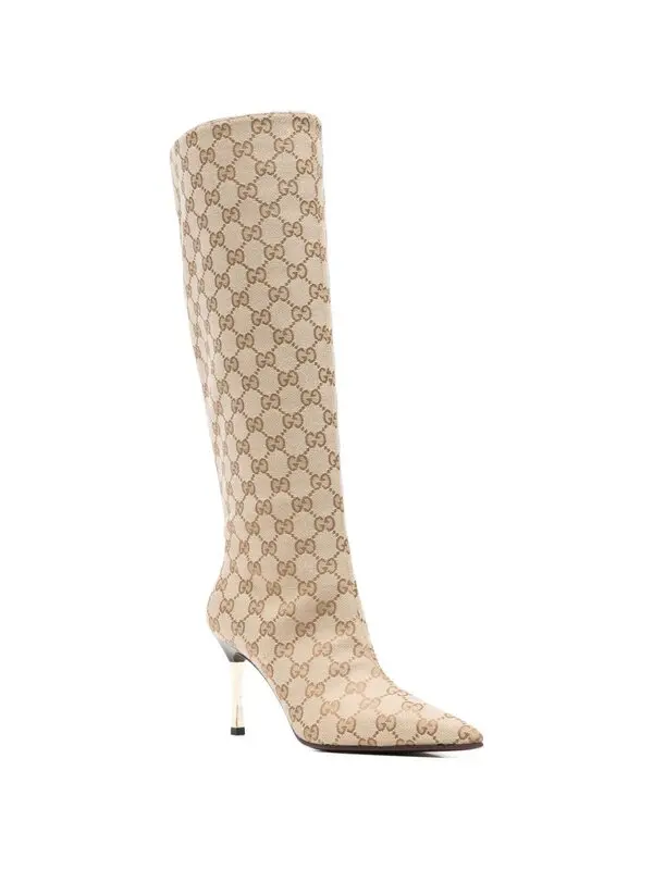 Gucci Gg Fabric Boots - Beige