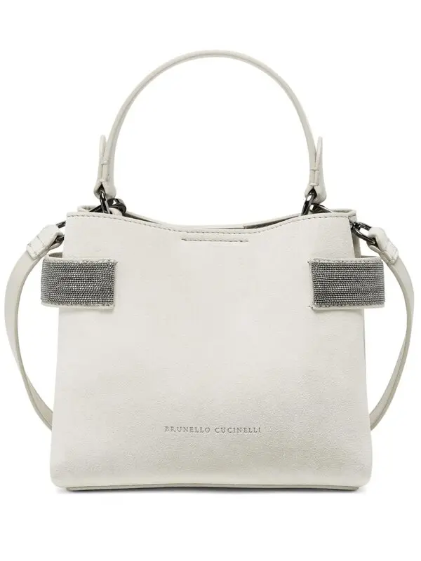 Brunello Cucinelli Essence Small Leather Handbag - White