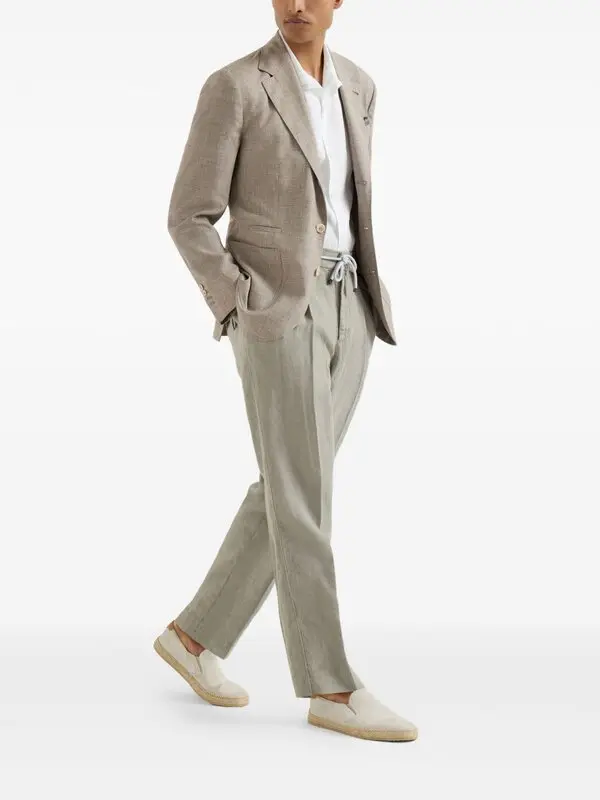 Brunello Cucinelli Linen And Silk Single-breasted Jacket - Beige