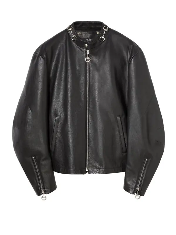 Gucci Leather Jacket With Horsebit