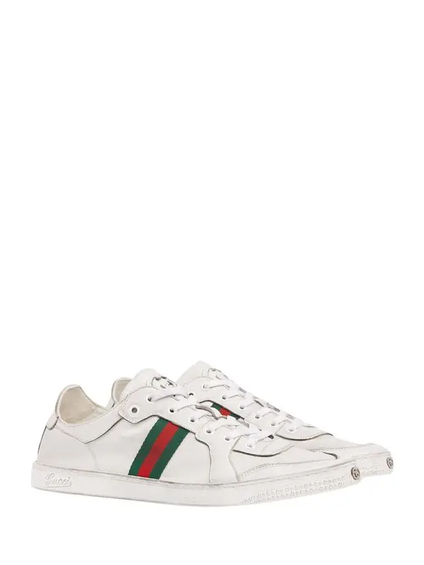 Gucci Stretch Leather Sneakers - White