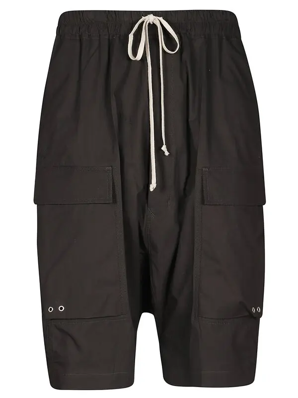 Rick Owens Cargo Bermuda Shorts With Drawstring - Black