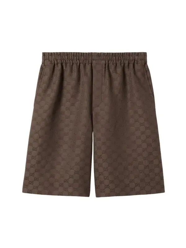 Gucci Gg Linen Blend Shorts - Brown