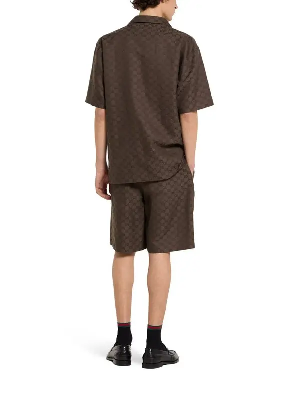 Gucci Gg Linen Blend Shorts - Brown