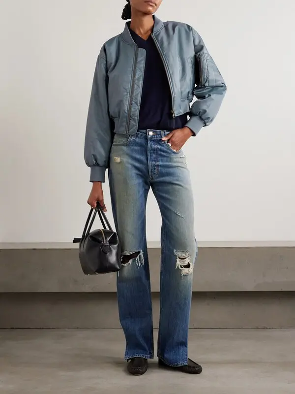ANINE BING Leon Padded Bomber Jacket - Gray
