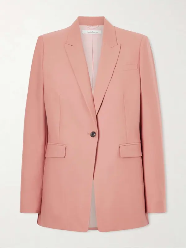 Another Tomorrow Grain De Poudre Wool Blazer - Antique Rose