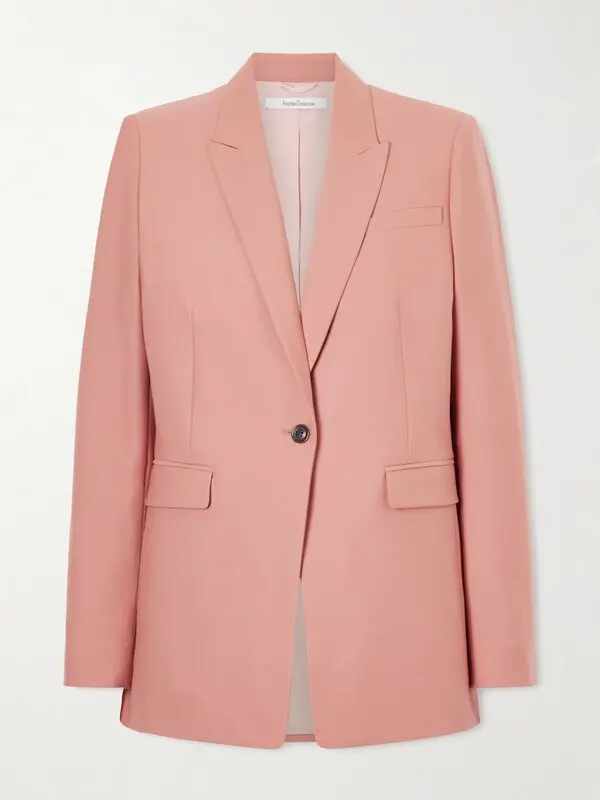 Another Tomorrow Grain De Poudre Wool Blazer - Pink