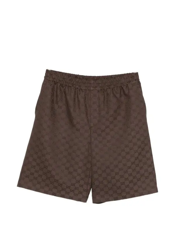Gucci Gg Linen Blend Shorts - Brown