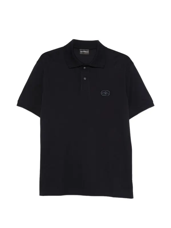 Emporio Armani Logo Cotton Polo Shirt - Blue