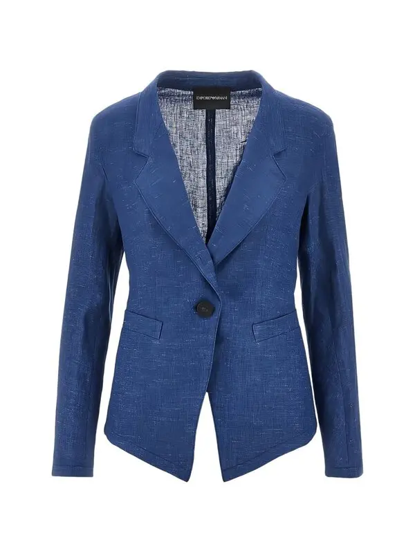 Emporio Armani Linen Single-breasted Jacket - Blue