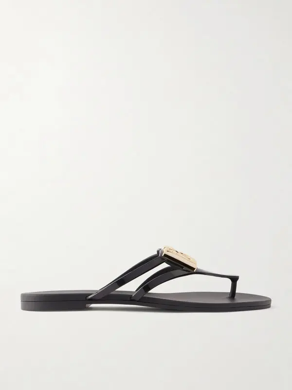 Dolce & Gabbana Embellished Rubber Flip Flops - Black