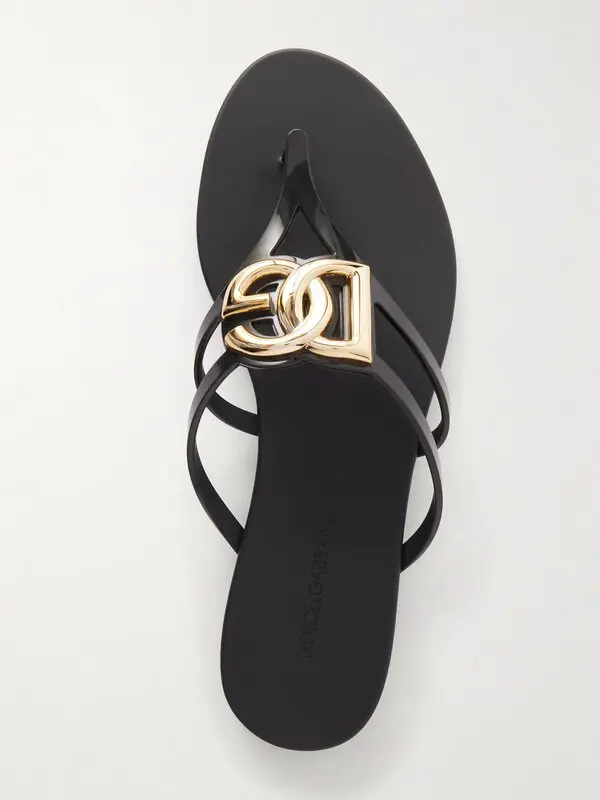 Dolce & Gabbana Embellished Rubber Flip Flops