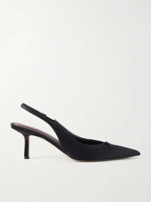 NEOUS Moriah Lace-trimmed Twill Slingback Pumps - Black