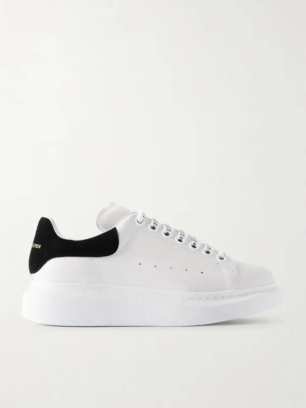 Alexander McQueen Exaggerated-sole Suede-trimmed Leather Sneakers - White