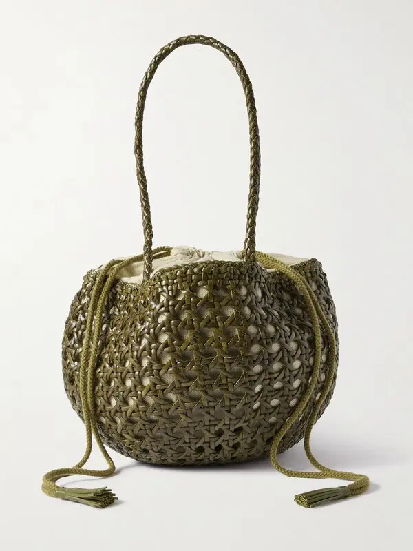 Dragon Diffusion Juventus Woven Leather Bucket Bag - Green