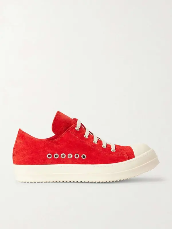Rick Owens Extreme Low Suede Sneakers - Red