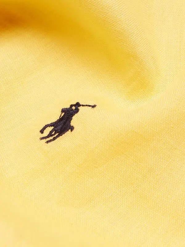 Polo Ralph Lauren Button-down Collar Logo-embroidered Linen Shirt - Yellow