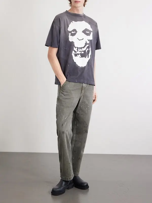SAINT MXXXXXX Bape® Distressed Printed Cotton-jersey T-shirt