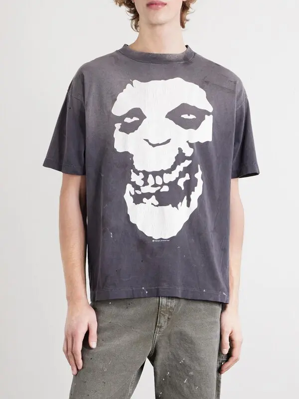 SAINT MXXXXXX Bape® Distressed Printed Cotton-jersey T-shirt