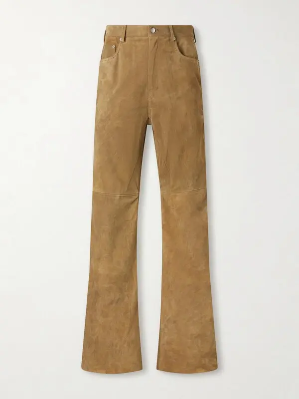 Rick Owens Geth Panelled Wide-leg Suede Trousers - Brown