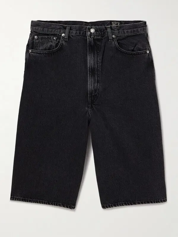 ORSLOW Super Dad's Wide-leg Denim Shorts - Black