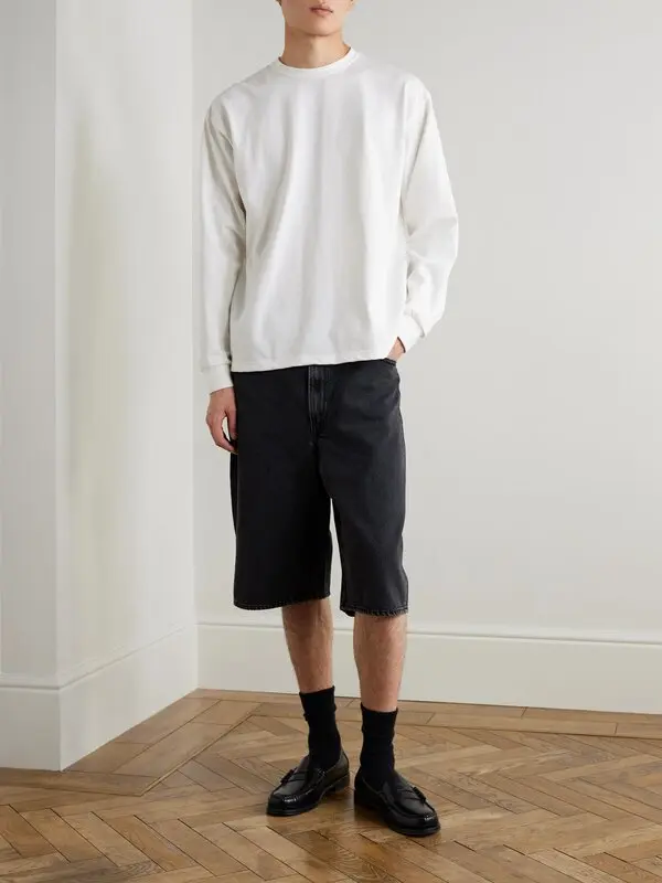 ORSLOW Super Dad's Wide-leg Denim Shorts - Black
