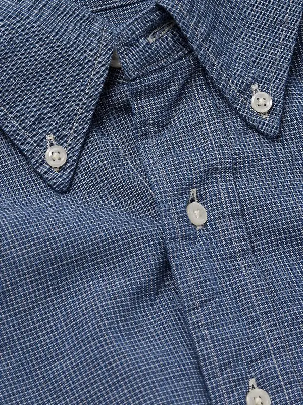 ORSLOW Button-down Collar Checked Cotton-chambray Shirt