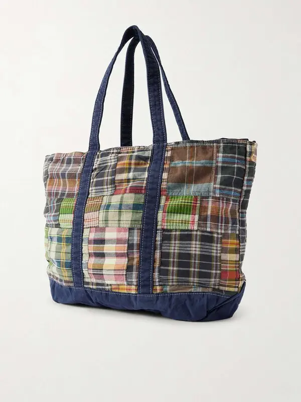 Polo Ralph Lauren Large Patchwork Checked Cotton-madras Tote Bag
