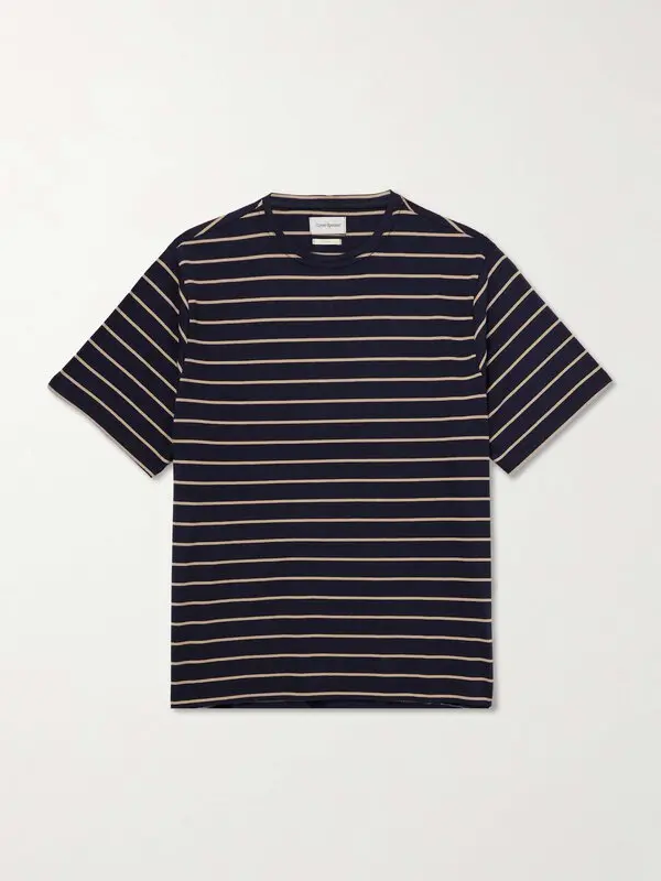 Oliver Spencer Webber Striped Cotton-jersey T-shirt - Navy