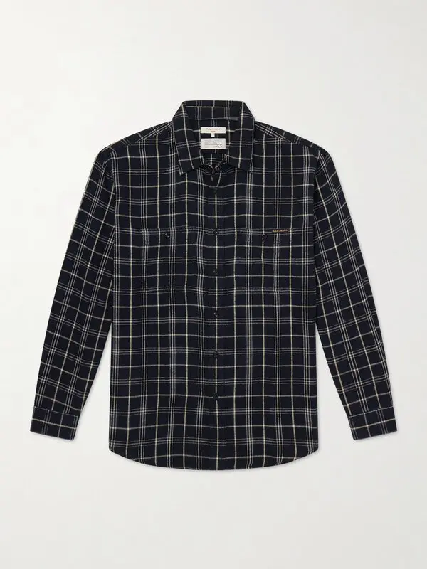 Nudie Jeans Julian Checked Organic Cotton And Linen-blend Flannel Shirt - Black