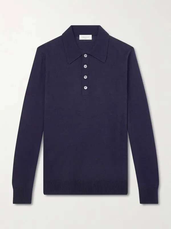 PIACENZA CASHMERE 1733 Silk And Cashmere-blend Polo Sweater - Navy