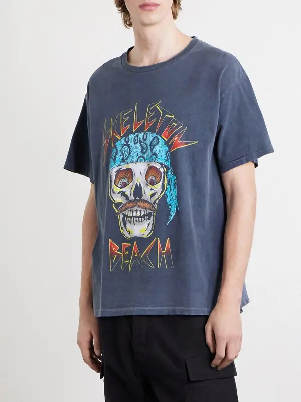 GALLERY DEPT. Skeleton Beach Distressed Printed Cotton T-shirt