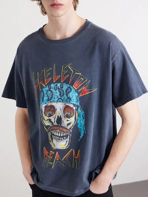 GALLERY DEPT. Skeleton Beach Distressed Printed Cotton T-shirt