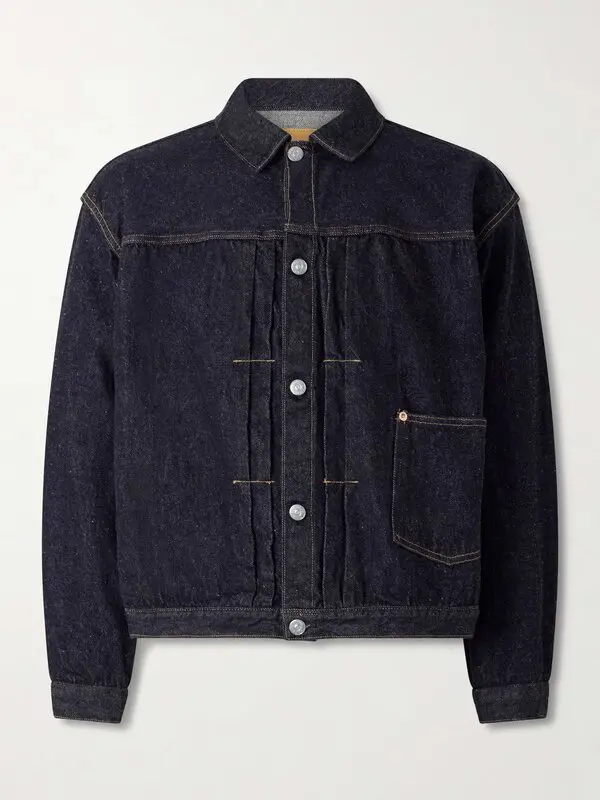 KAPTAIN SUNSHINE Pleated Selvedge Denim Jacket