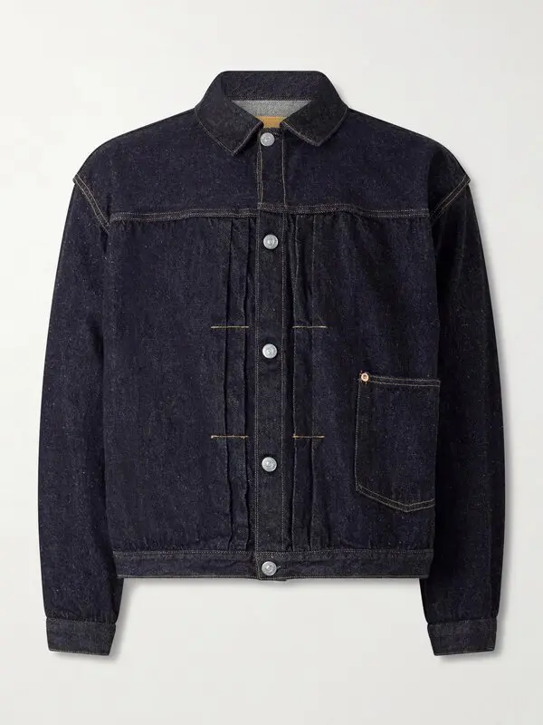 KAPTAIN SUNSHINE Pleated Selvedge Denim Jacket - Blue