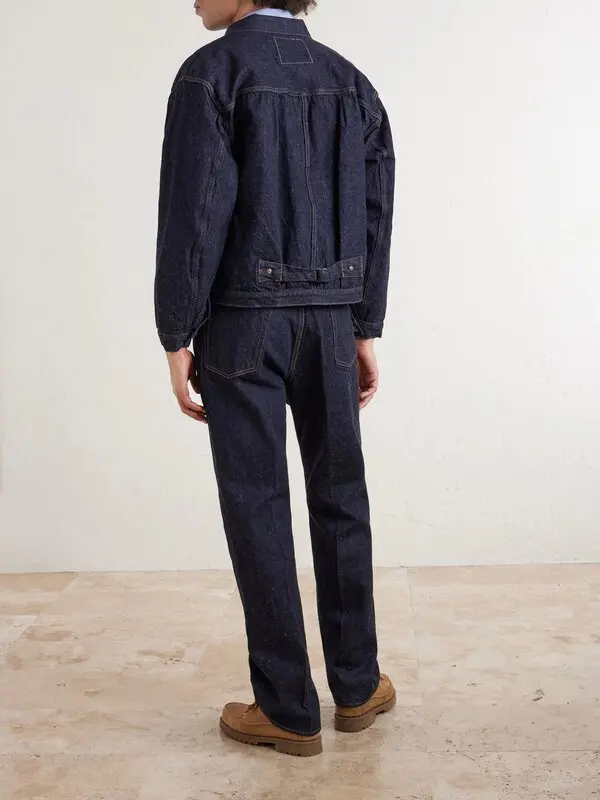 KAPTAIN SUNSHINE Pleated Selvedge Denim Trucker Jacket