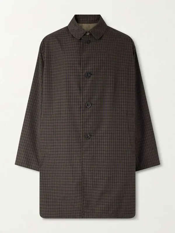 MAISON MARGIELA Reversible Checked Gabardine Coat - Brown