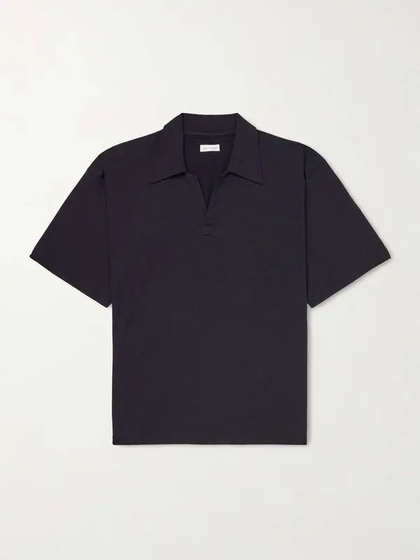 KAPTAIN SUNSHINE Skipper Oversized Merino Wool Polo Shirt - Navy