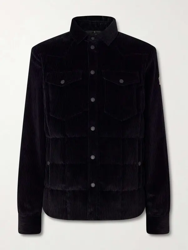 Moncler Gelt Quilted Cotton-blend Corduroy Down Shirt Jacket - Black