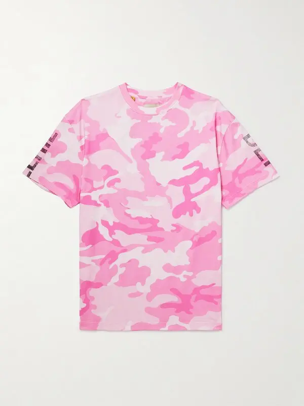 GALLERY DEPT. Camouflage And Logo-print Cotton-jersey T-shirt - Pink