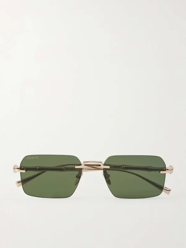 Gucci Bamboo Square-frame -tone Sunglasses - Gold