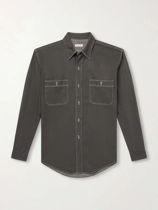 KAPTAIN SUNSHINE Work Suvin Cotton And Hemp-blend Shirt - Black