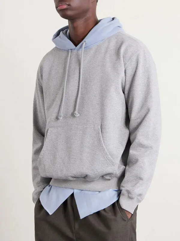 Auralee Two-tone Cotton-jersey Hoodie - Gray