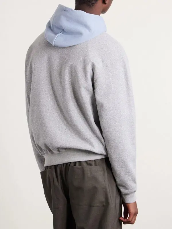 Auralee Two-tone Cotton-jersey Hoodie - Gray