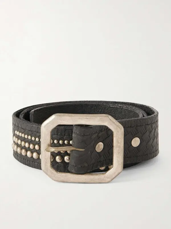 CHERRY LOS ANGELES Studded Leather Belt - Black