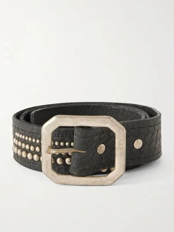 CHERRY LOS ANGELES Studded Leather Belt - Black
