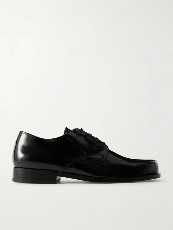 Ami Polished-leather Derby Shoes - Black
